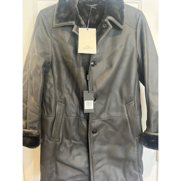 Gallotti | Jackets & Coats | Gallotti Mens Black Leather Shearling ...